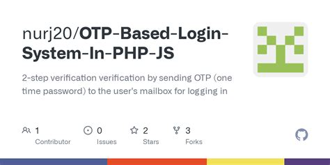 GitHub Nurj OTP Based Login System In PHP JS Step Verification Verification By Sending