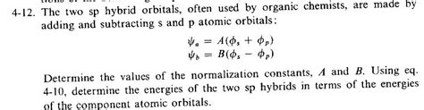 Solved 4 12 ﻿the Two Sp Hybrid Orbitals Often Used By