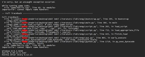 Bug Cannot Import Name Handlers Issue Monika After Story MonikaModDev GitHub