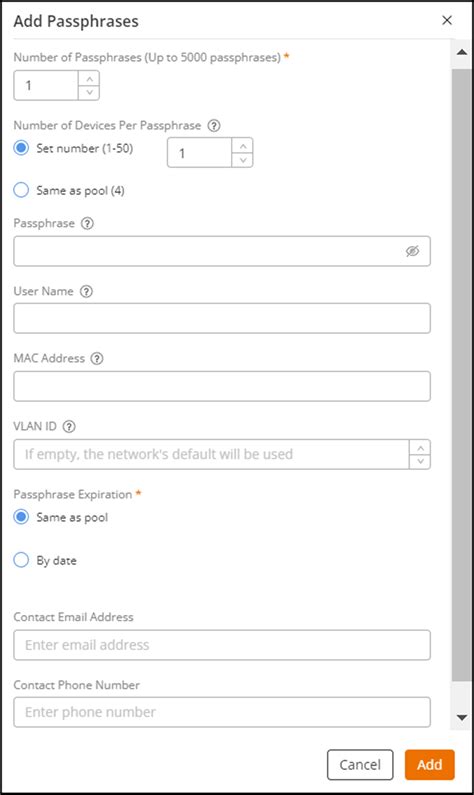 Adding A Passphrase For A Dpsk User