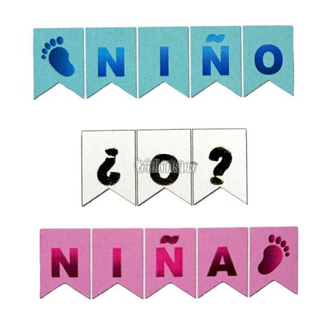 Banderin Revelación NiÑo O NiÑa Celeste Blanco Y Rosa Cotillonisimo