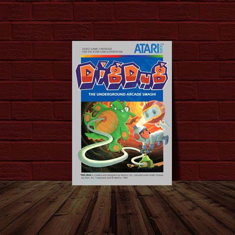 Dig Dug Atari 5200 Video Game Cover Reprint Poster 105x1525 Etsy