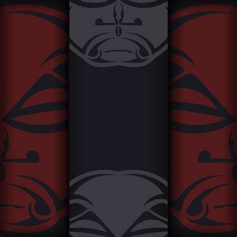 신의 마스크와 함께 검은 색 인쇄 디자인 엽서 템플릿 텍스트를 위한 장소와 폴리제니안 스타일 패턴의 얼굴로 초대장을 준비합니다 프리미엄 벡터