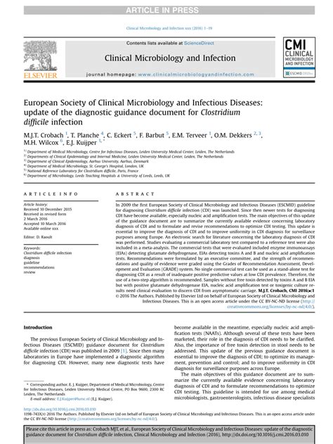 Pdf European Society Of Clinical Microbiology And Infectious Diseases