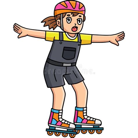 Female Inline Skater Practicing Cartoon Clipart Stock Vector Illustration Of Cartoon Doodle