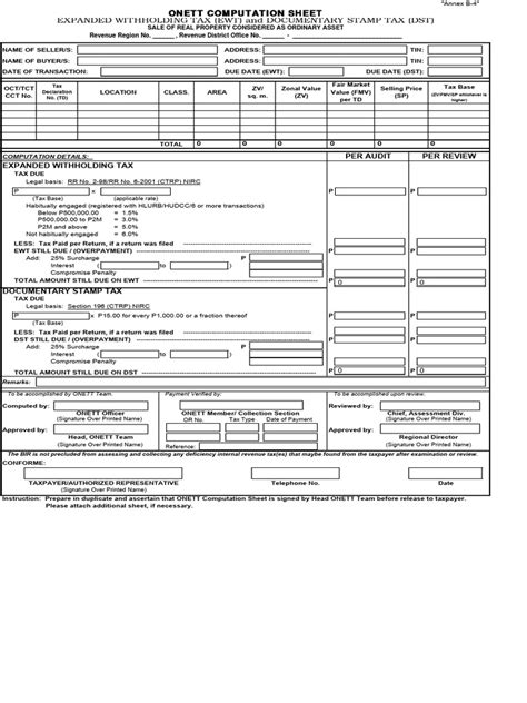 Onett Computation Sheet Pdf