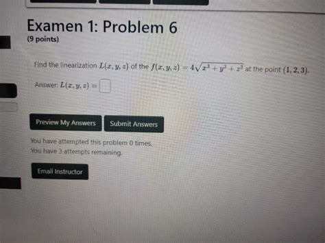 Solved Examen 1 Problem 8 8 Points Find The Linearization