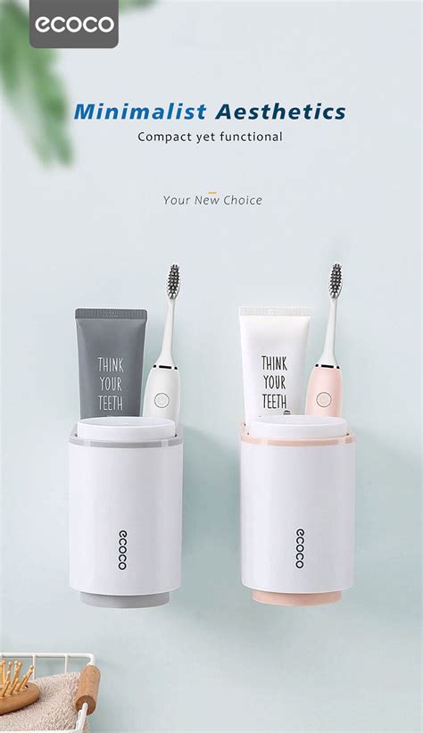 Ecoco Toothpaste Dispenser And Toothbrush Holder With Magnetic Cup Set