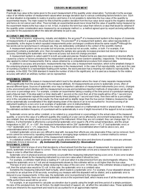 errors in measurement pdf observational error accuracy and precision