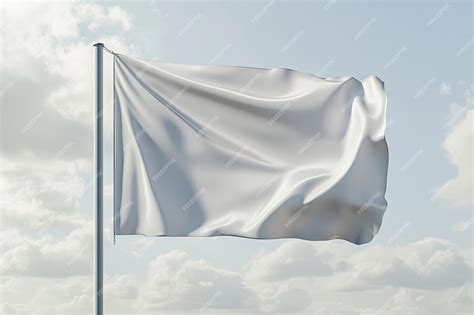Modern Rectangular Flag Banner 3d Isolated Mockup With Flagpole