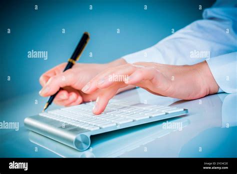 Female Hands And Keyboard Stock Photo Alamy