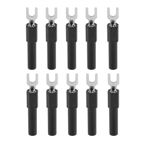 4mm U Shape Wire Connectors 10 Pack Black Fork Spade Terminals For Electrical Testing And