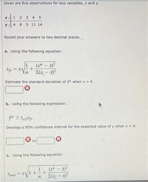 solved given are five observations for two variables x and