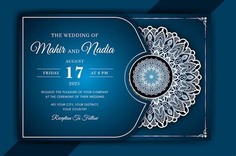 Premium Vector Luxury Mandala Wedding Invitation Card Template With Arabesque Pattern Arabic