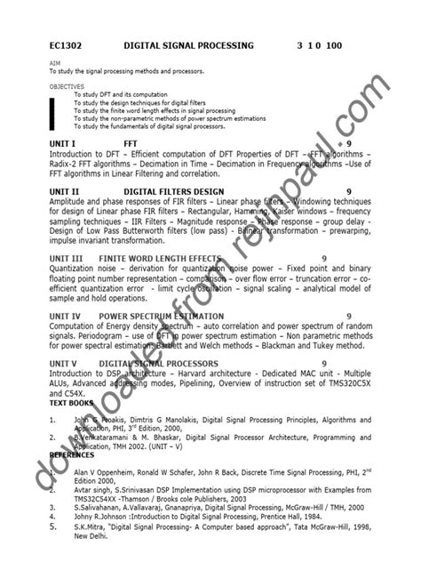 Ec Dsp 2 Marks Pdf Discrete Fourier Transform Fast Fourier Transform