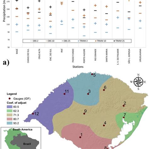 A Local Variations Between Trmm Estimative And Rainfall Gauges B Download Scientific