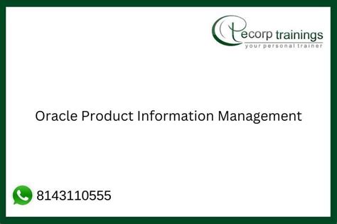 Oracle Pim Product Information Management Training Hyderabad India Ecorp Trainings