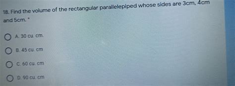 solved 18 find the volume of the rectangular parallelepiped whose