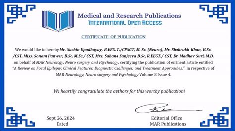 My Article On Epilepsy In Neurology Neurosurgery And Psychology Mr Sachin Cpsgt R Eeg T M