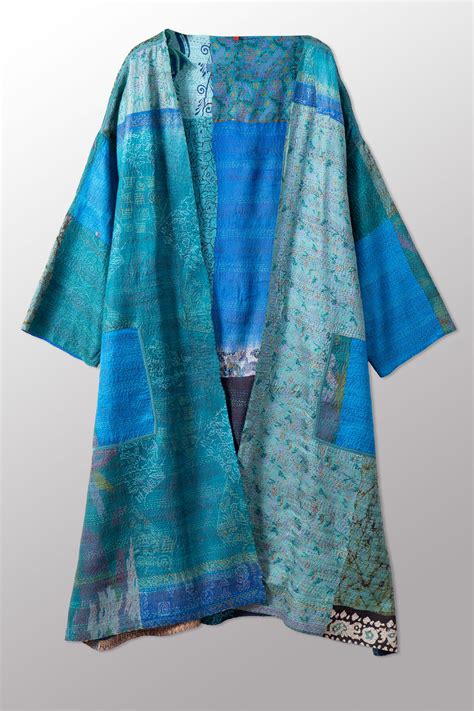 Vintage Silk Kantha Long Duster Sv2328 0011a Mieko Mintz Us Retail