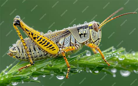 Premium Photo A Macro Perspective Of A Grasshopper Showcasing Its