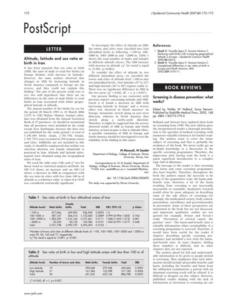 Pdf Altitude Latitude And Sex Ratio At Birth In Iran