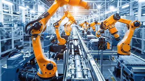 Industrial Robots On Assembly Line Premium Ai Generated Image