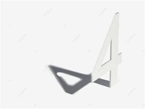 Drop Shadow Digit Number Four 4 3d Alphabet Numbers Grey Png