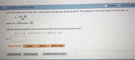 Solved Find An Equation Of The Plane The Plane Through The