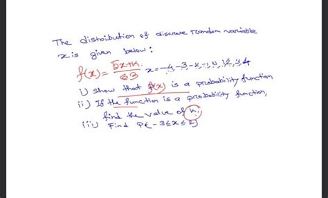 Solved The Distribution Of Diserete Random Variable X Is