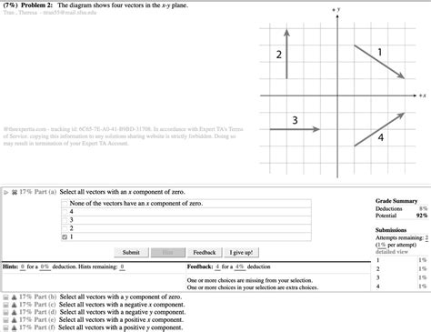 7 Problem 2 The Diagram Shows Four Vectors In The X Y Plane Tran Theresa Ttran55 Mail