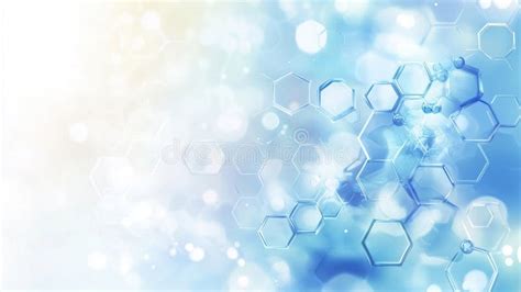 Abstract Blue Hexagonal Molecular Structure Soft Light Background Scientific Concept Stock