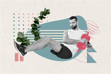 복합 스케치 이미지 트렌드 삽화 사진 콜라주 검정 흰색 실루엣 젊은 활동적인 스포츠맨 강한 기차 보디 빌딩 운동 25 29세에 대한 스톡 사진 및 기타 이미지 Istock