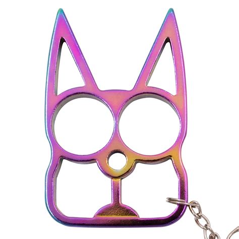 Cat Public Safety Keychain Rainbow
