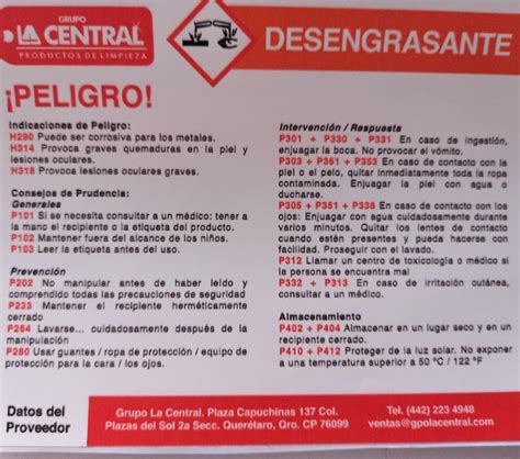Etiqueta Desengrasante Comprar En Grupo La Central