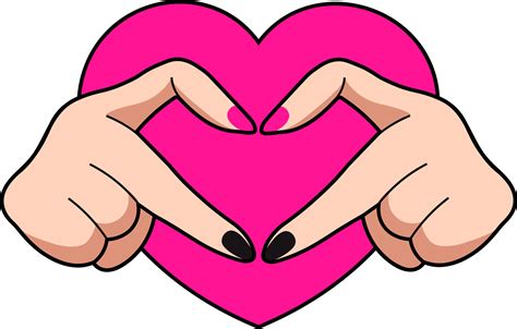 Emo Heart From Fingers In Acid Pink Color Bright Vector Illustration