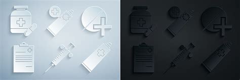 주사기 약 알약 또는 정제 임상 기록이 있는 의료 클립보드 연고 크림 튜브 약 병 및 알약 아이콘을 설정합니다 벡터 0명에 대한 스톡 벡터 아트 및 기타 이미지 Istock