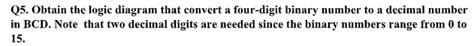 Solved Q5 Obtain The Logic Diagram That Convert A