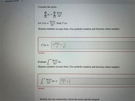Solved Consider The Series ∑n1∞an∑n1∞3n2lnn Let