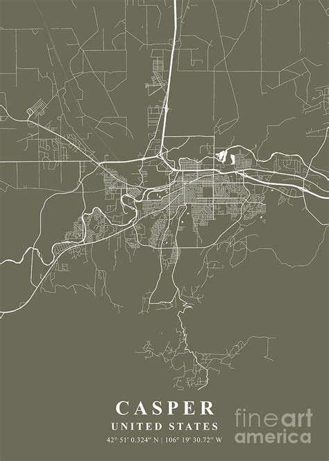 Casper United States Fir Plane Map Photograph By Tien Stencil Fine Art America