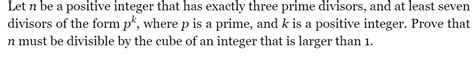 solved let n be a positive integer that has exactly three