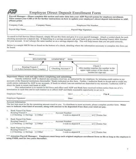 Free 8 Adp Direct Deposit Forms In Pdf