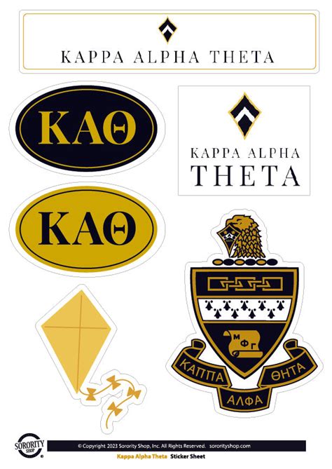 Kappa Alpha Theta Sorority Sticker Sheet Brand Focus Campus Connection