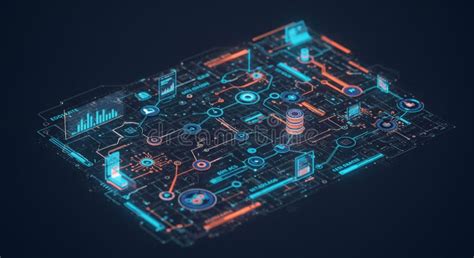Futuristic Digital Interface Displaying Complex Data Visualization With