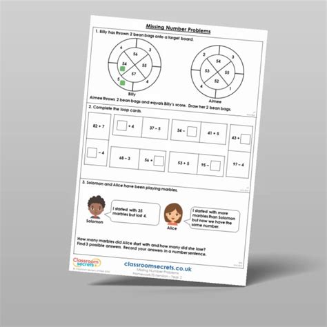 Missing Number Problems Homework Resource Classroom Secrets