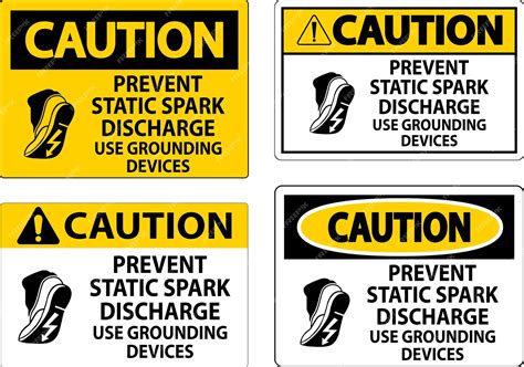 Premium Vector Caution Sign Prevent Static Spark Discharge Use Grounding Devices