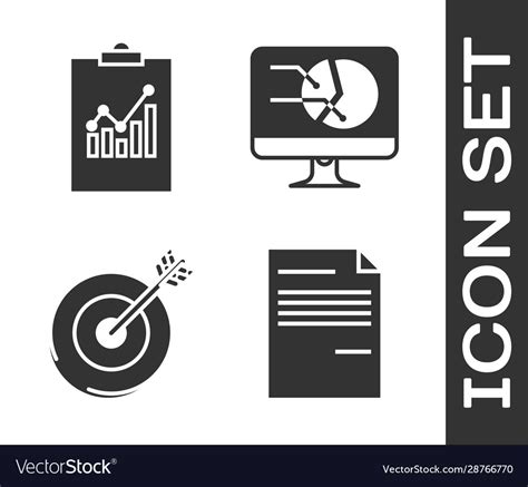 Set Document Clipboard With Graph Chart Target Vector Image