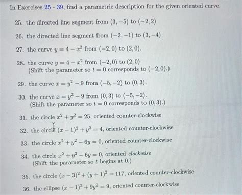 Solved In Exercises Find A Parametric Description Chegg