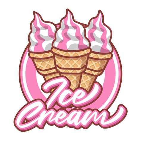Ice Cream Food Logo Brand Product Cartoon Style Vector Illustration