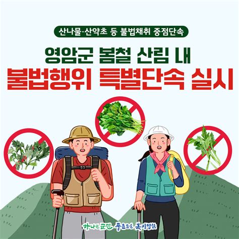 영암군 영암군 봄철 산림 내 불법행위 특별단속 실시🍃 🚨산나물·산약초 등 불법채취 중점단속🚨 Facebook